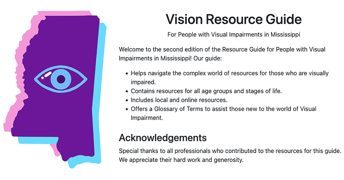 Vision Resource Guide | Mississippi Resources for People with Visual ...